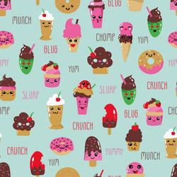 Light blue kawaii sweets seamless pattern Vector Image