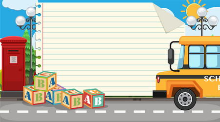 Border template with school bus Royalty Free Vector Image