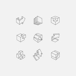 Wireframe mesh outline cube Royalty Free Vector Image