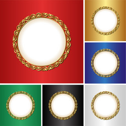 Circle frame with knots and three linked loop Vector Image