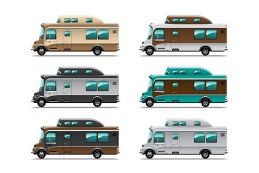 Bundle of camping car in cartoon style Royalty Free Vector