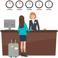 Set of hotel daily routine scenes tourist Vector Image