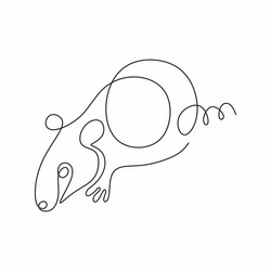 Mouse one line drawing minimalism hand drawn Vector Image