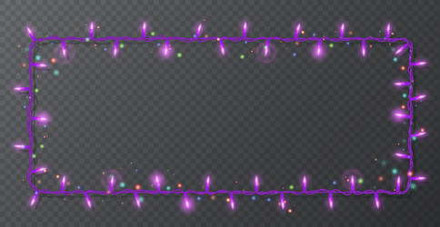 Christmas lights border light string frame Vector Image