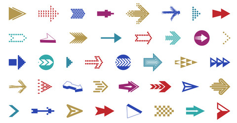Diverse arrow cursors set different shapes styles Vector Image