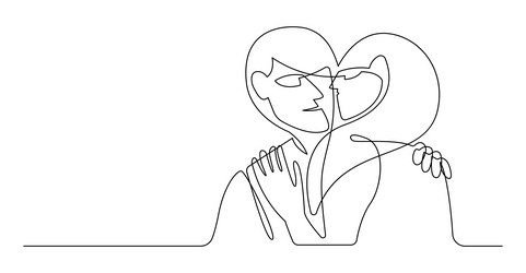 Continuous line drawing love man and woman Vector Image