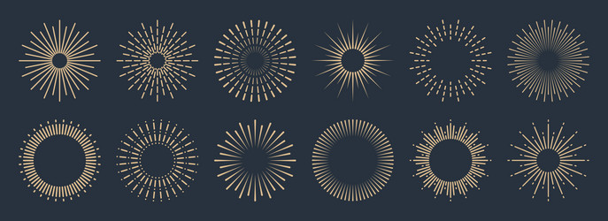 Sunburst circles half sun burst Royalty Free Vector Image