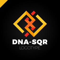 Dna two square concept logo template Royalty Free Vector