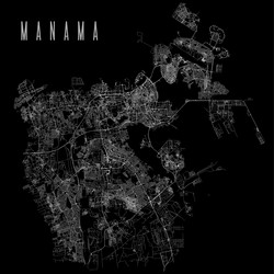 Manama map detailed black map of city Royalty Free Vector