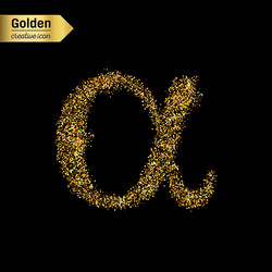 Gold glitter icon of alpha isolated Royalty Free Vector