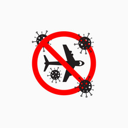 Stop flight icon cancelled ban Royalty Free Vector Image