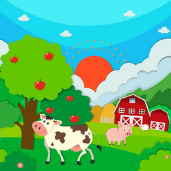 Farm scene cartoon Royalty Free Vector Image - VectorStock