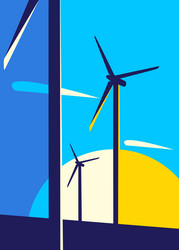 Poster with wind power plant Royalty Free Vector Image