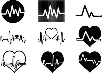 Ecg sinusoidal pulse lines frequency heartbeat Vector Image