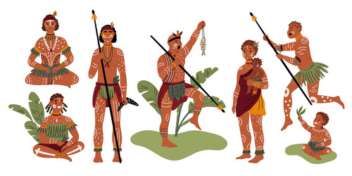 Indigenous boy cartoon character Royalty Free Vector Image
