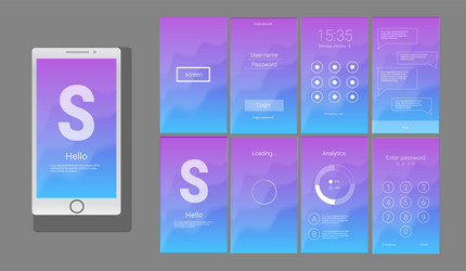 Modern ui gui screen design Royalty Free Vector Image