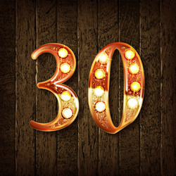 Golden number 30 thirty metallic balloon Vector Image