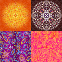 Colorful indian ornament symmetric pattern Vector Image