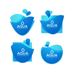 Natural spring water splashes and waves logo Vector Image