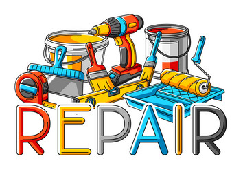 Background with repair working tools equipment Vector Image