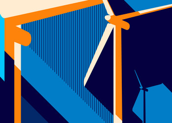 Poster with wind power plant Royalty Free Vector Image