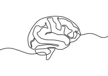 One line brain design silhouette implants Vector Image