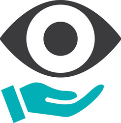 Human eye on hand line icon healthcare medical Vector Image
