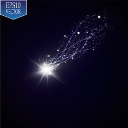 A bright comet with large dust falling star glow Vector Image