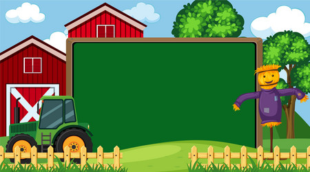 Border template with windmill and tractor Vector Image