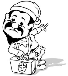 Drawing of a dwarf with open arms Royalty Free Vector Image