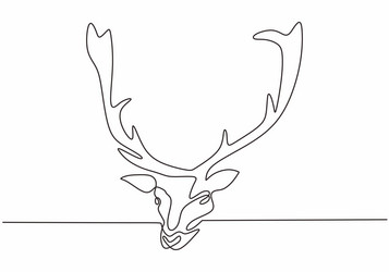 Deer or reindeer head continuous one line drawing Vector Image