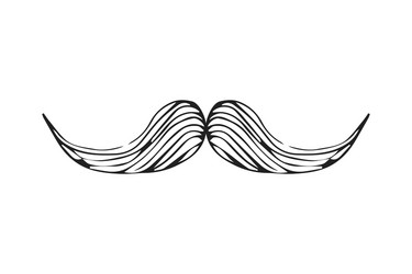 Isolated doodle style moustache sketch Royalty Free Vector