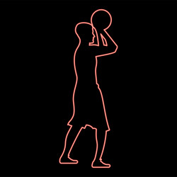 Neon basketball player holding ball man holding Vector Image