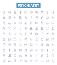 Psychiatry line icons signs set design collection Vector Image