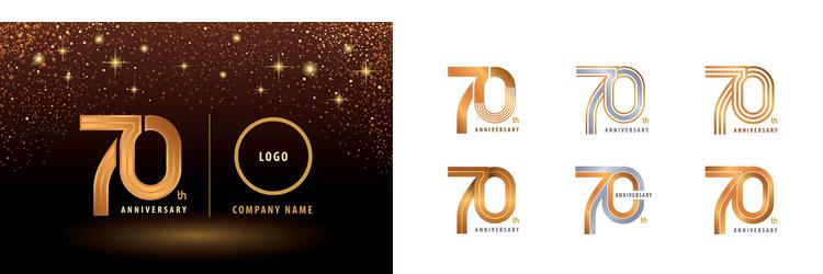 Set of 70th anniversary logotype design seventy Vector Image
