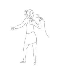 Woman sing into microphone Royalty Free Vector Image