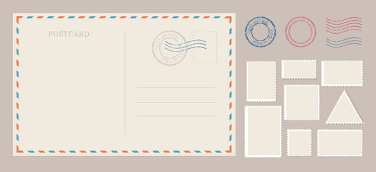 Envelope postcard template with different types Vector Image