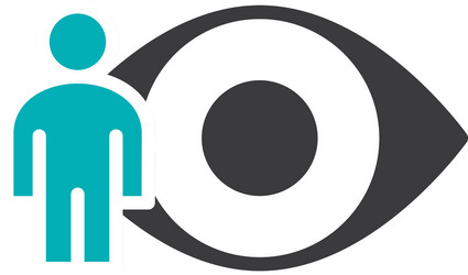 Human eye with man line icon visual system Vector Image
