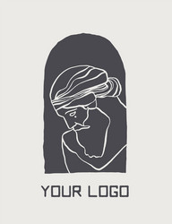 Ancient greek omega letter sunbursts logo Vector Image