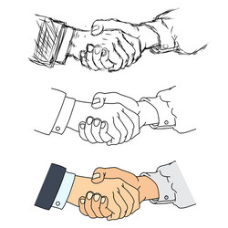 Partners shake hands isolated outline handshake Vector Image