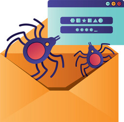 Open letter with shield and window isolated icons Vector Image