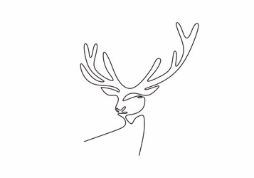 Deer or reindeer head continuous one line drawing Vector Image