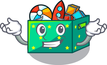 Smirking cartoon toy boxes in a bedroom Royalty Free Vector