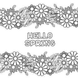 Hello spring coloring page Royalty Free Vector Image