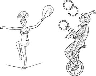 Circus clown juggler doodle style Royalty Free Vector Image