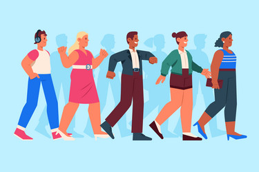 Hand drawn flat design crowd people walking Vector Image