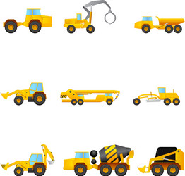 Digger and machines for building isolated cartoon Vector Image