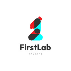 Simple science technology lab logo design template
