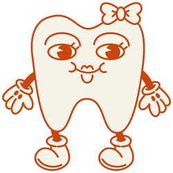 Cartoon cute happy tooth girl Royalty Free Vector Image