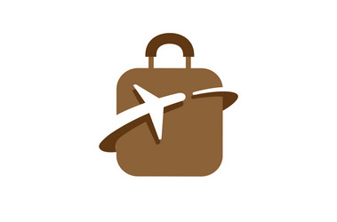 Bag travel airplane creative air design logo Vector Image
